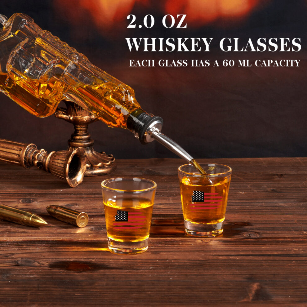 Oaksea® USA Flag Revolver Whiskey Decanter Set